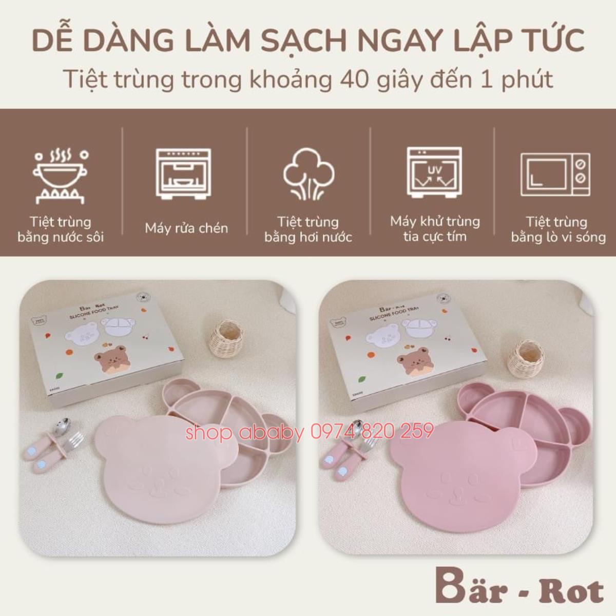 Khay gấu kèm nắp Bar - Rot | Bát, khay tập ăn